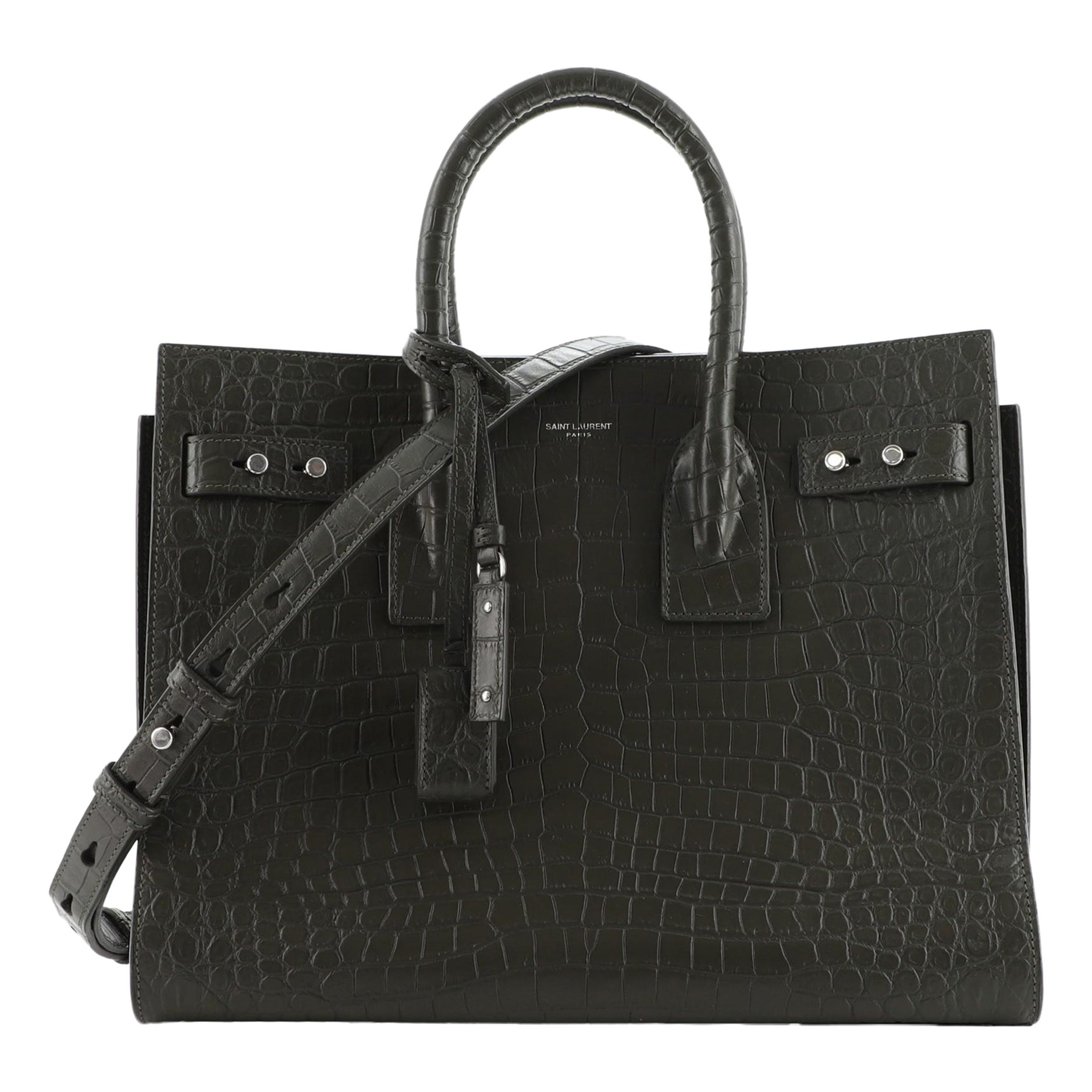 Saint Laurent Burgundy/Black Leather Small Classic Sac De Jour Tote at ...