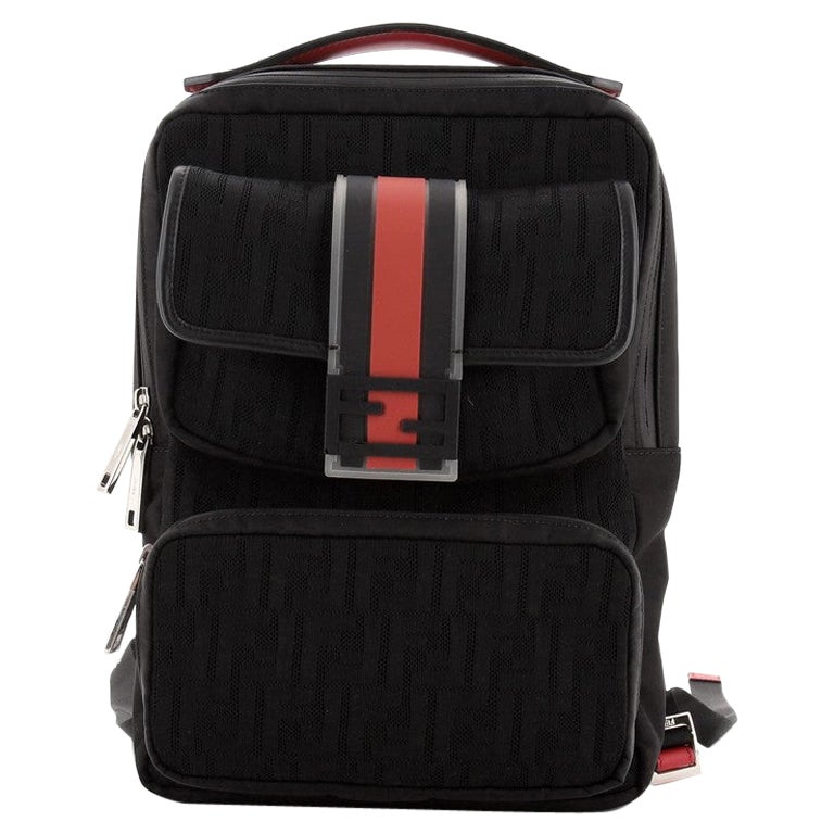 Fendi Baguette Pocket Zip Backpack Zucca Mesh with Nylon and Rubber ...