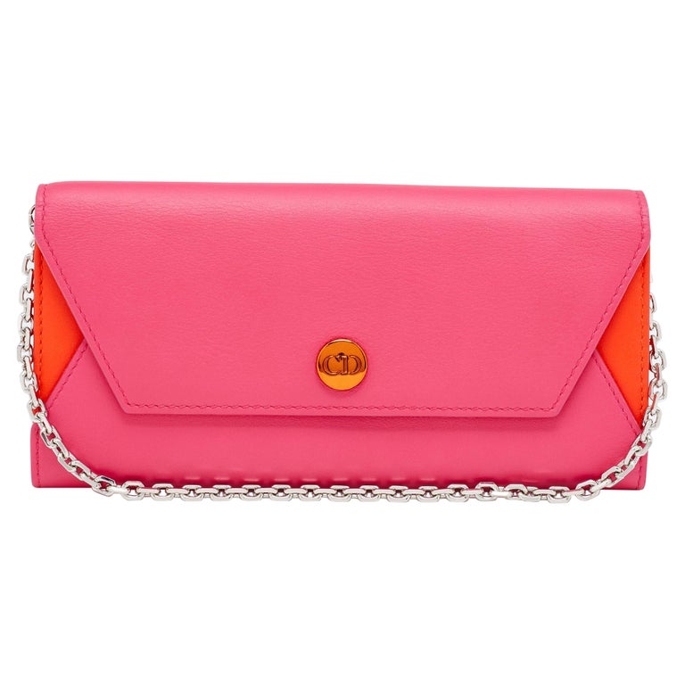 Dior Pink/Orange Leather Addict Rendez-Vous Wallet on Chain For Sale at ...