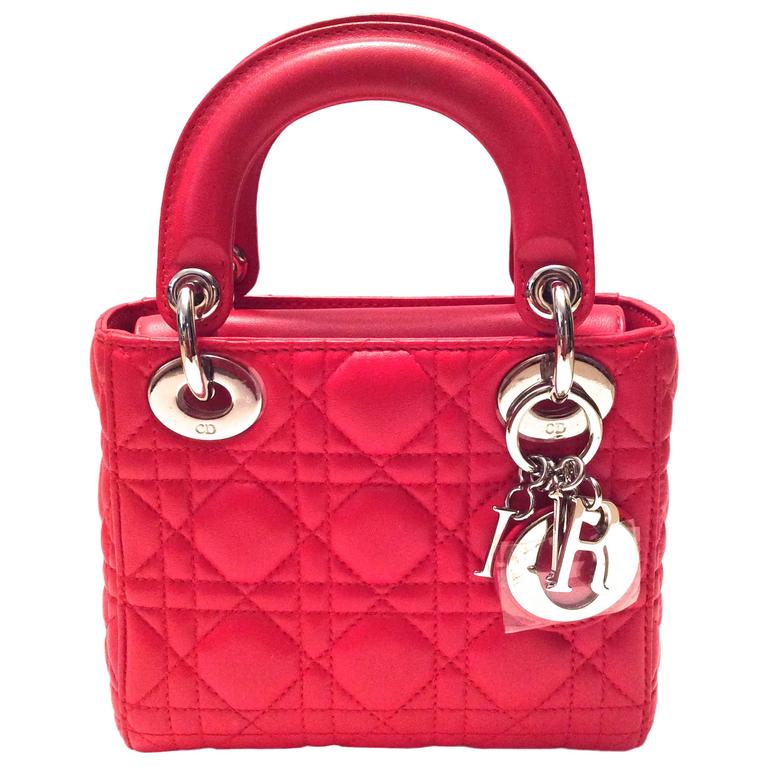 Mini Lady Dior Bag - Red - Rare at 1stDibs