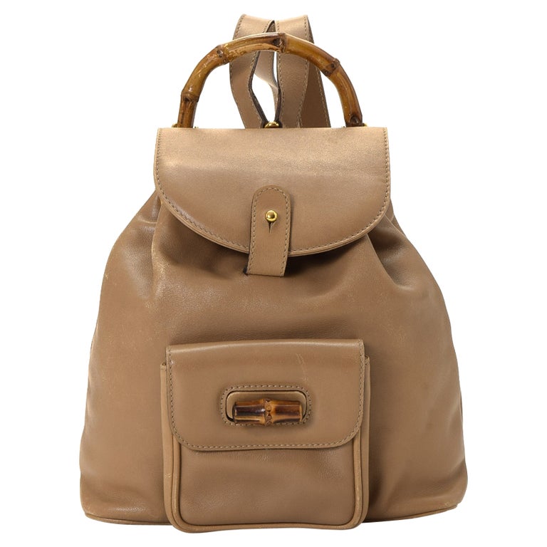 Gucci Tan Mini Leather Bamboo Backpack with gold-tone hardware For Sale ...