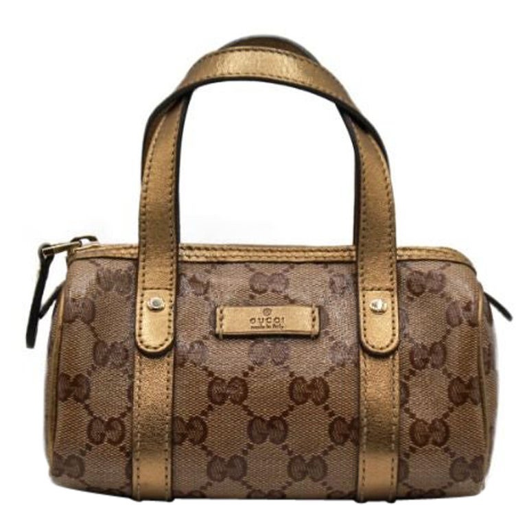 Nano Gucci Golden Boston Bag in Canvas and Leather For Sale at 1stDibs