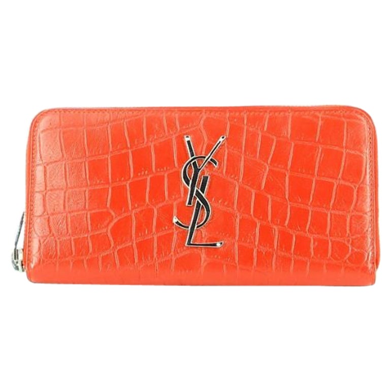Yves Saint Laurent Red Croco Wallet For Sale at 1stDibs