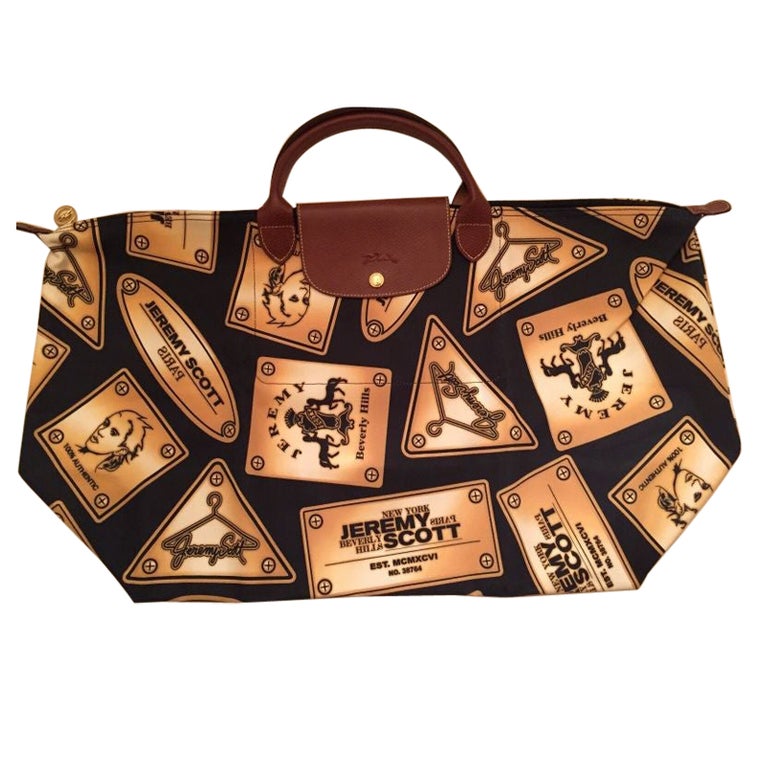 Longchamp x Jeremy Scott Le Pliage Gold Plaque Bag Rare and Limited XL ...