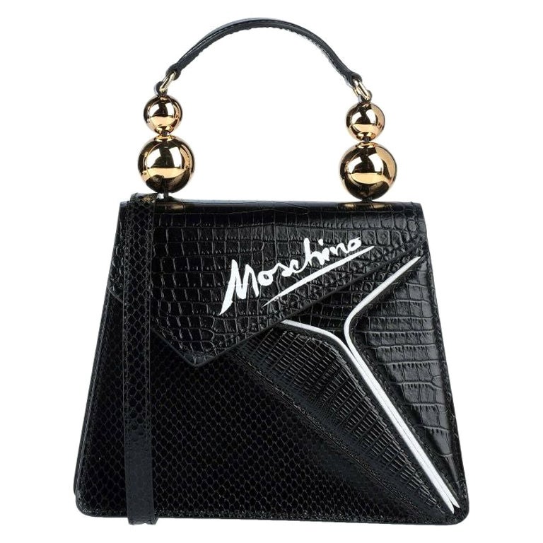 SS20 Moschino Couture Picasso Black Leather Cubism Snakeskin Leather ...
