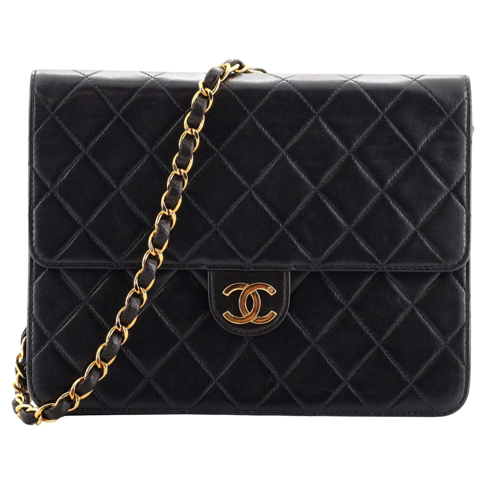 Chanel Ritz Shoulder Bag Convertible Clutch Black Matelasse Patent ...