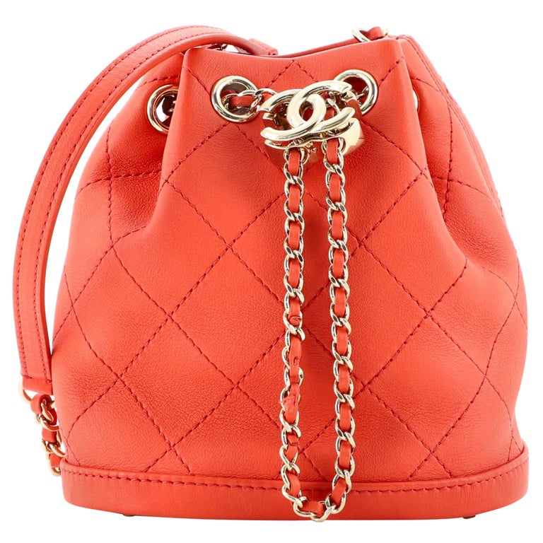 Chanel CC Drawstring Bucket Bag Quilted Calfskin Mini For Sale at 1stDibs