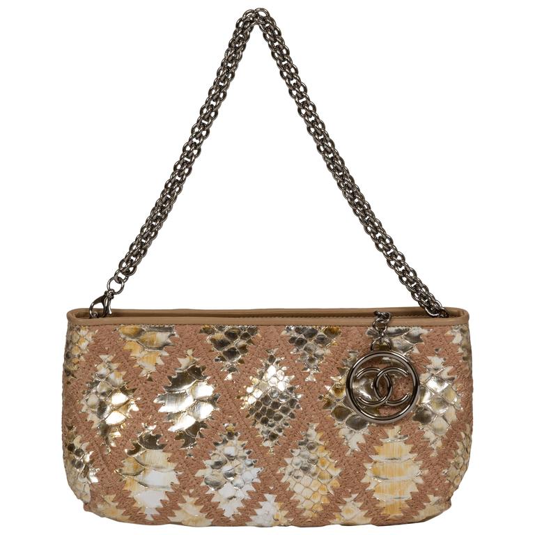 Chanel Gold Python Clutch Evening Bag at 1stDibs