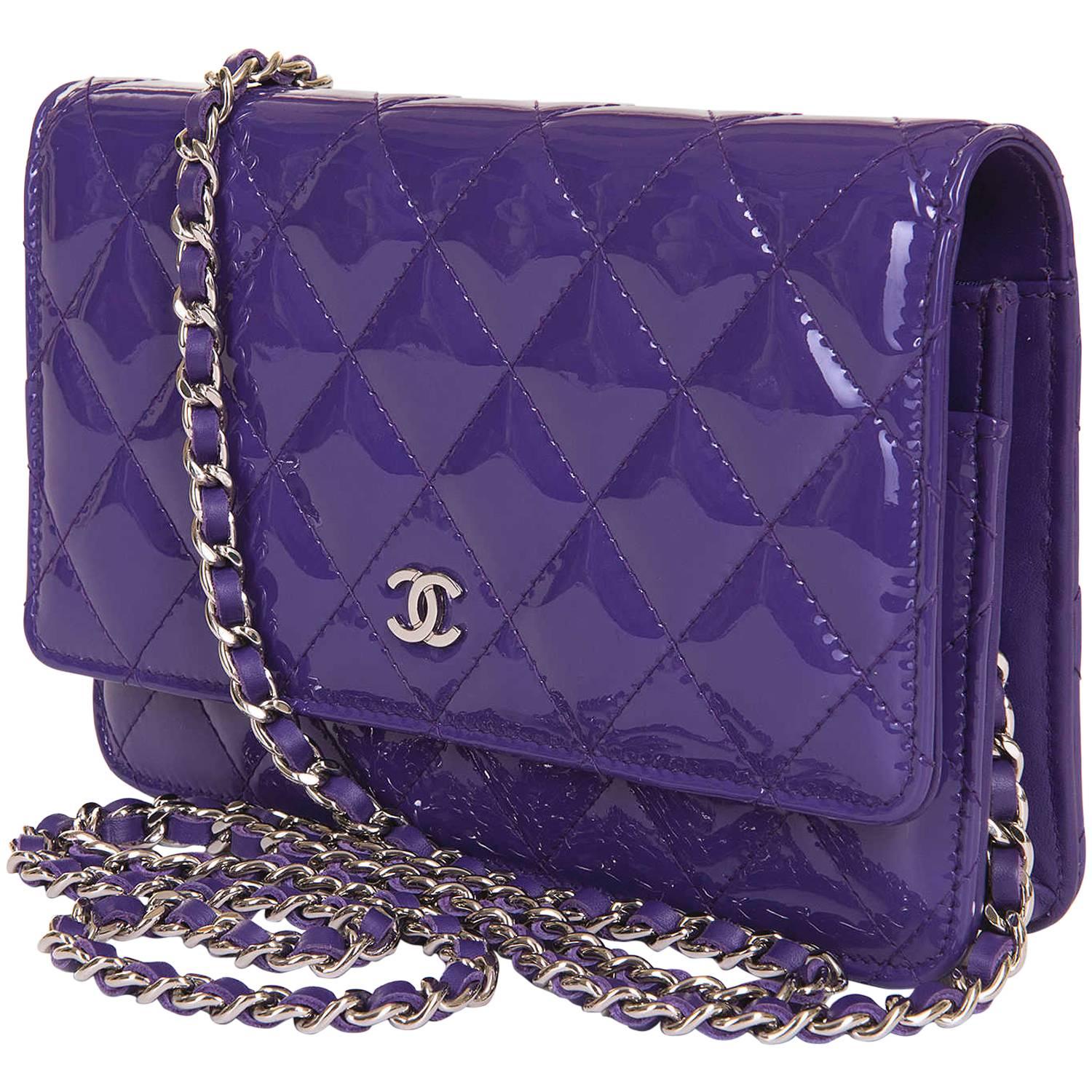 WOW! Fabulous Chanel Purple Patent Quilted WOC with Silver Hardware at ...