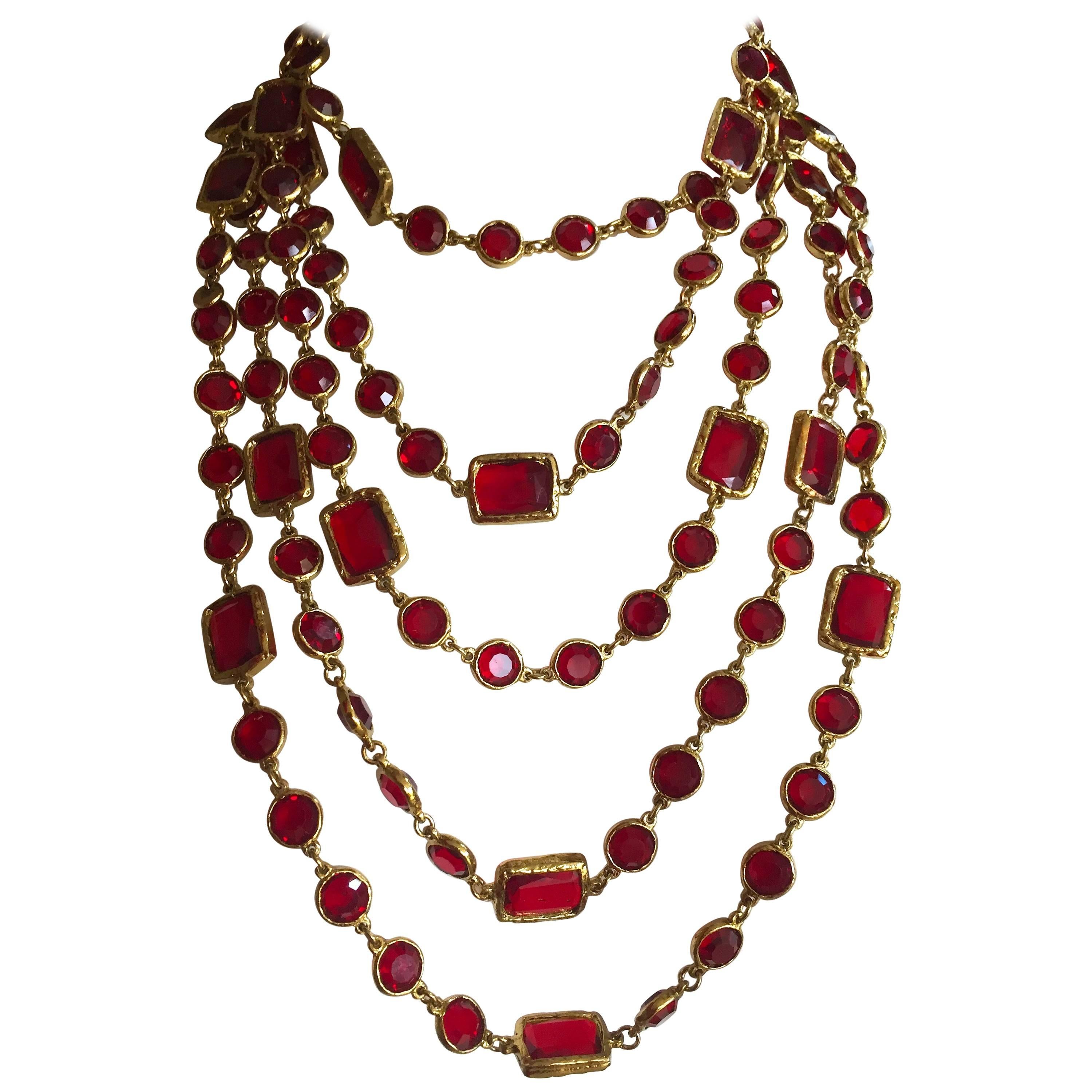 Pair of Chanel Ruby Red Chicklet Necklaces at 1stDibs | chanel chicklet ...