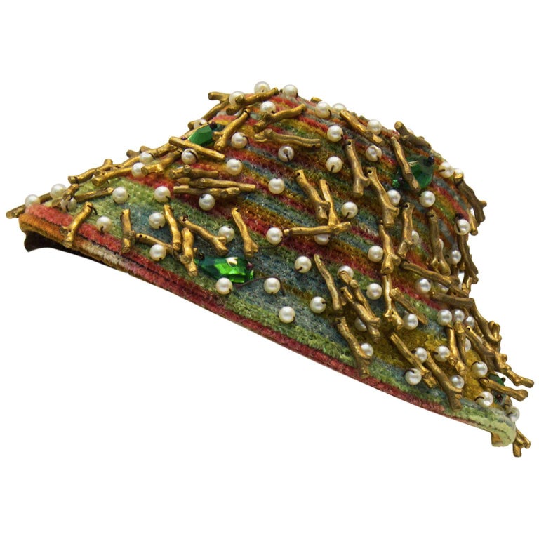 1950's Anonymous Twig and Pearl Multi Beaded Fascinator Hat at 1stDibs ...
