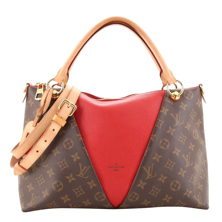 Louis Vuitton V Tote Monogram Canvas and Leather MM For Sale at 1stDibs
