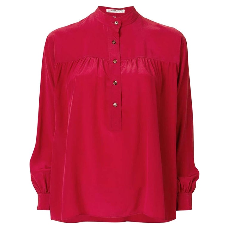 YSL Yves Saint Laurent Red Silk Blouse For Sale at 1stDibs