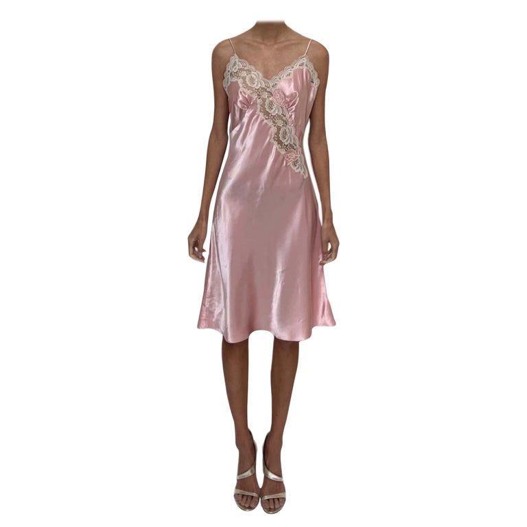 1970S Pink Polyester and Lace Slip For Sale at 1stDibs