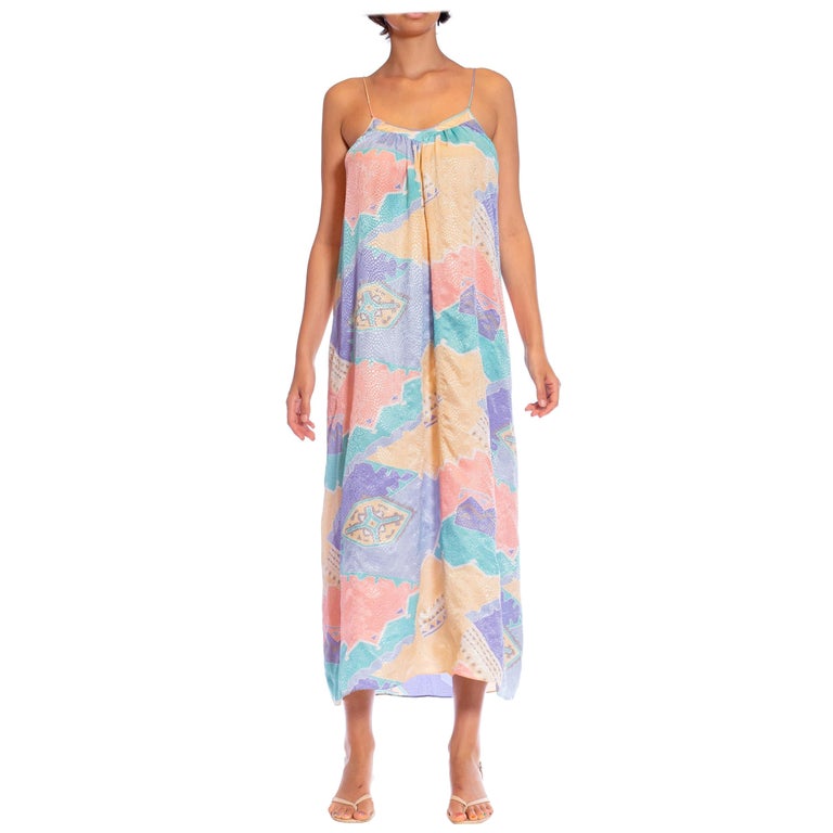 1980S MARY MCFADDEN Multicolor Pastel Polyester Jacquard Dress For Sale ...