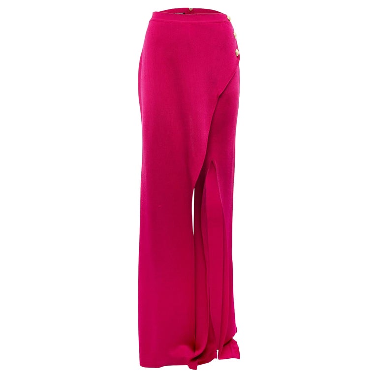 Pre-Loved Balmain Women's Hot Pink Flare Split Trousers For Sale at 1stDibs