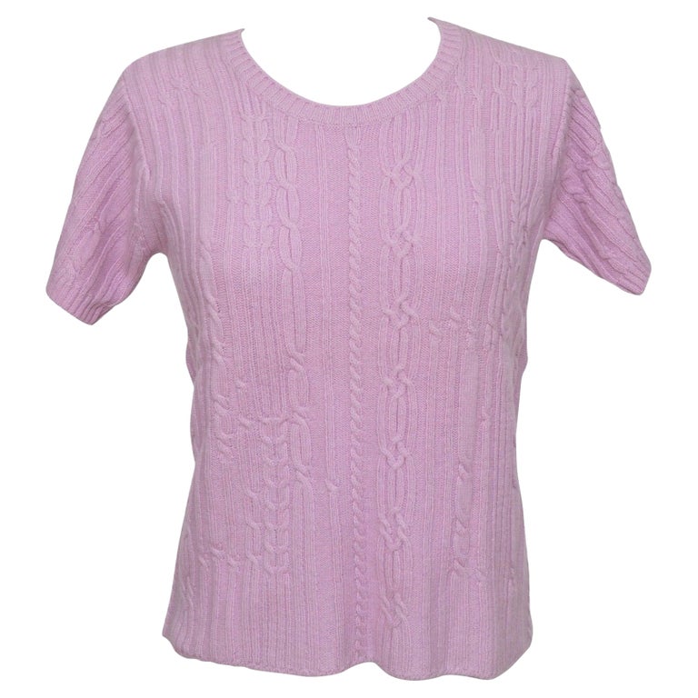 CHLOE Sweater Knit Short Sleeve Top Pink Crew Neck Wool Sz S For Sale ...