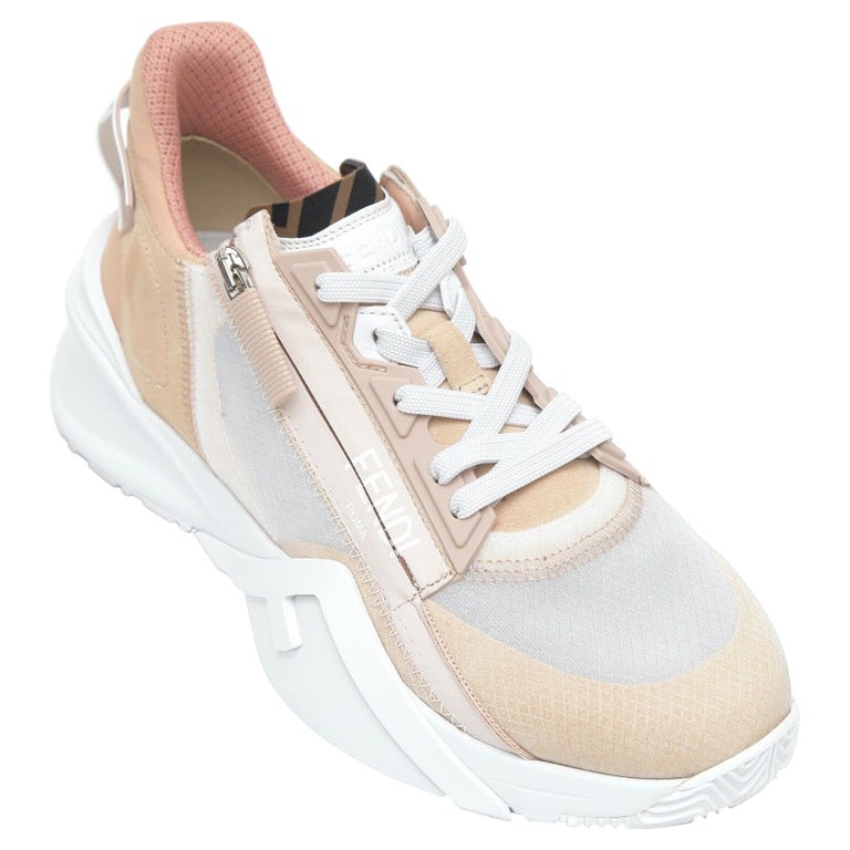 FENDI Sneakers FLOW Sneaker Trainer Pink Mesh Suede Nylon Zipper ...