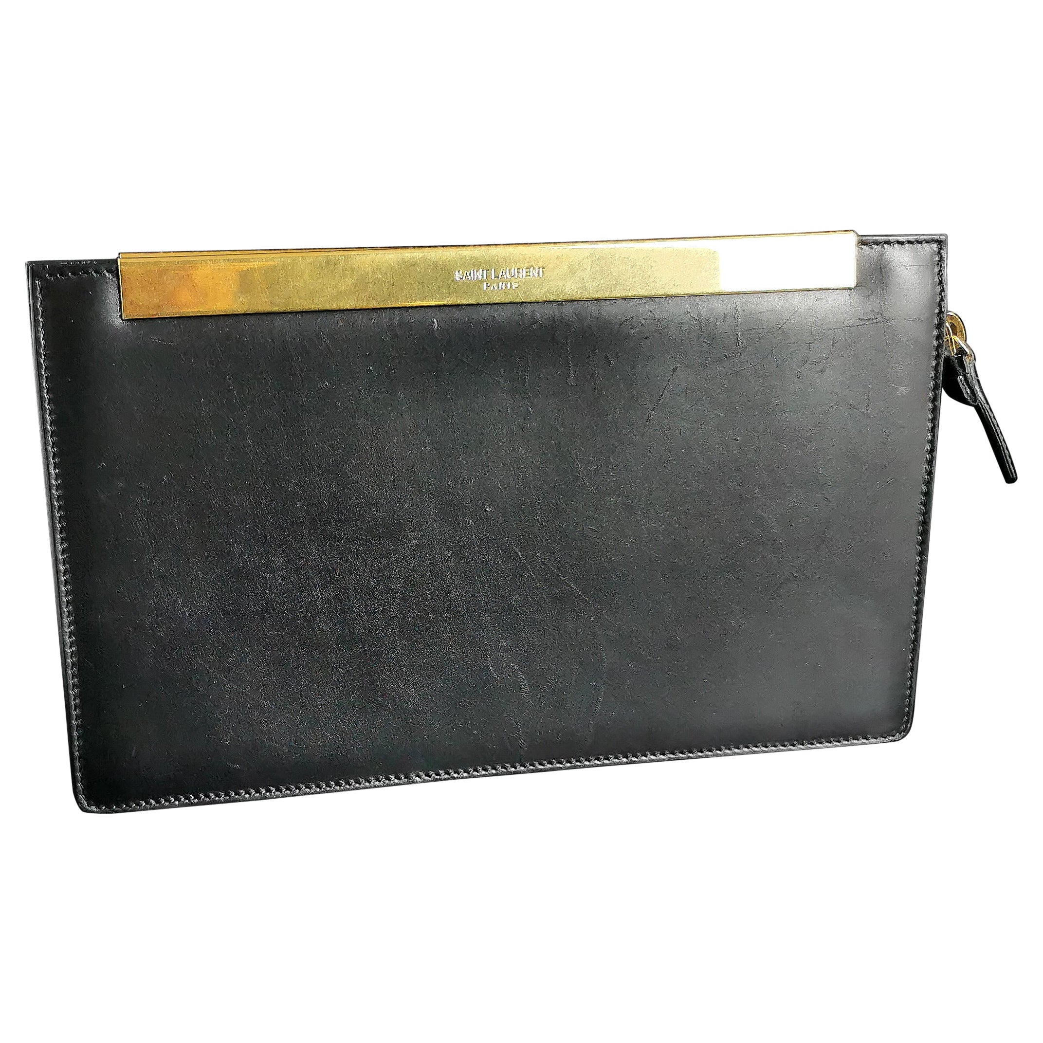 YSL Vintage Gold Metal Black Tassel Evening Bag Clutch 1980s At YSL Vintage Gold Metal Black Tassel Evening Bag Clutch 1980s At