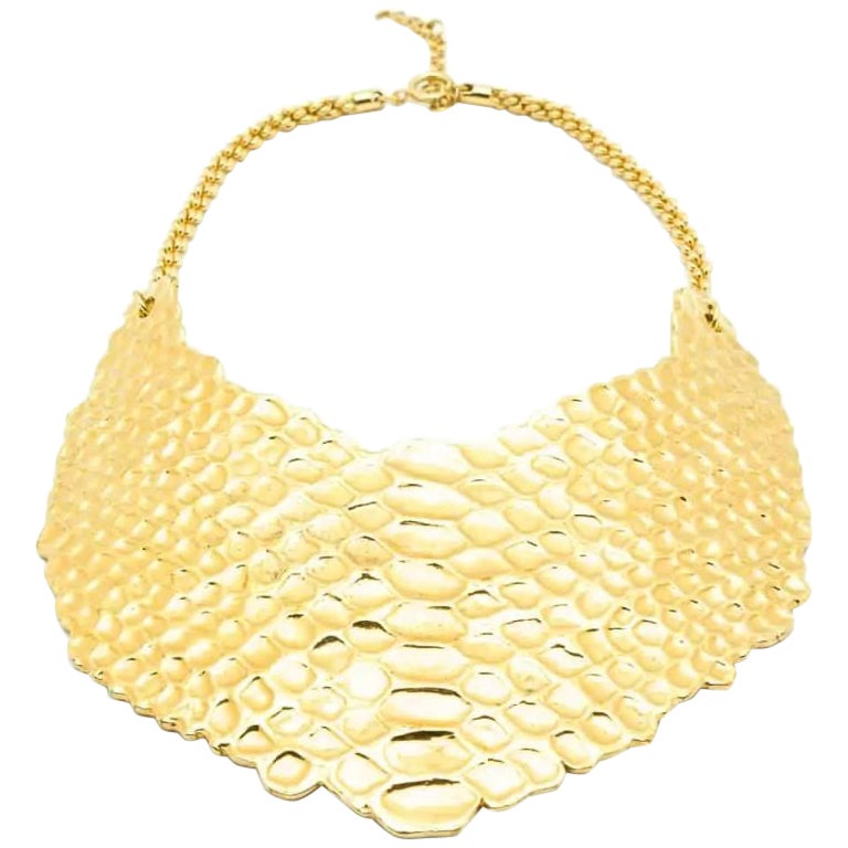 YSL Rare Python Gold Plated Metal Necklace by Tom Ford For Sale at 1stDibs