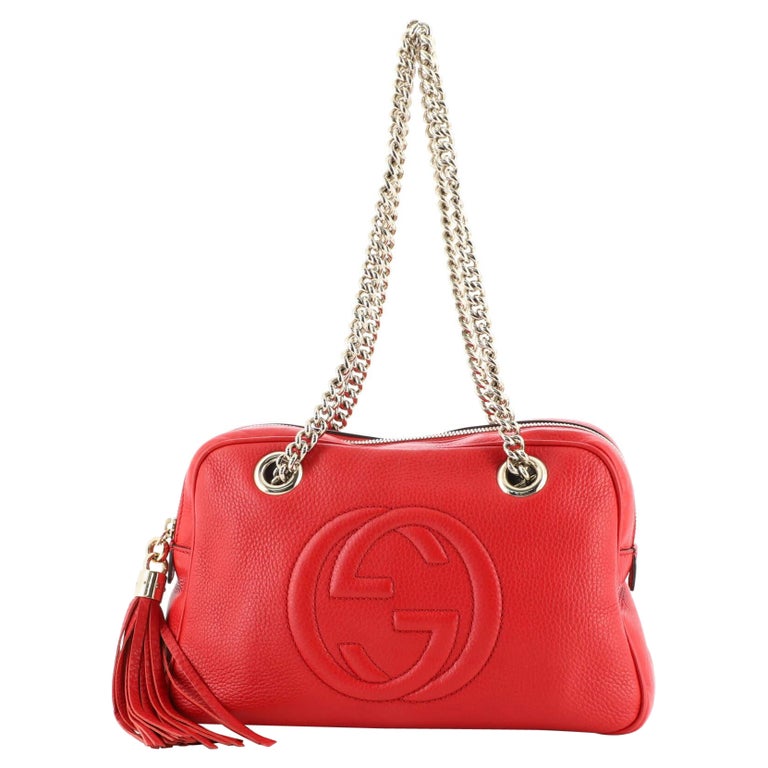 Gucci Soho Chain Zip Shoulder Bag Leather Small For Sale at 1stDibs