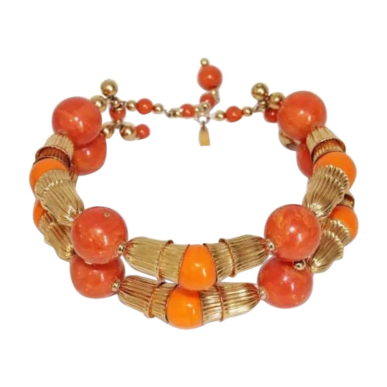 Summer Kenneth Jay Lane Vintage Necklace Coral Choker of the 70s For ...