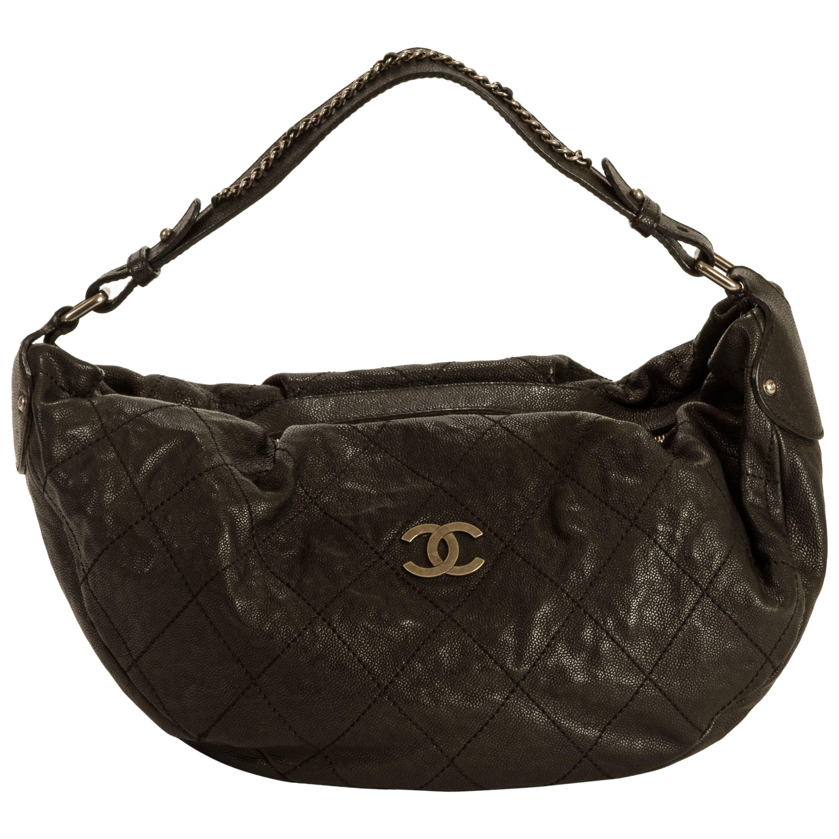 Chanel Glazed Caviar Black Croissant Bag at 1stDibs