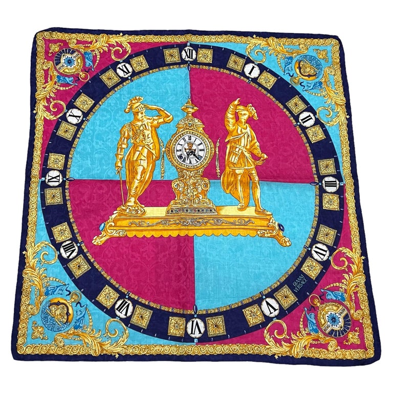 Gianni Versace Roman Clock Baroque Scarf Vintage 1990's For Sale at 1stDibs