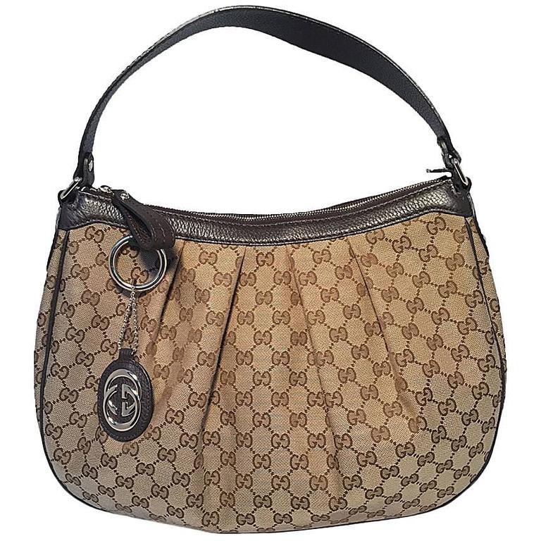 Gucci Pleated Monogram Canvas Shoulder Bag For Sale at 1stDibs