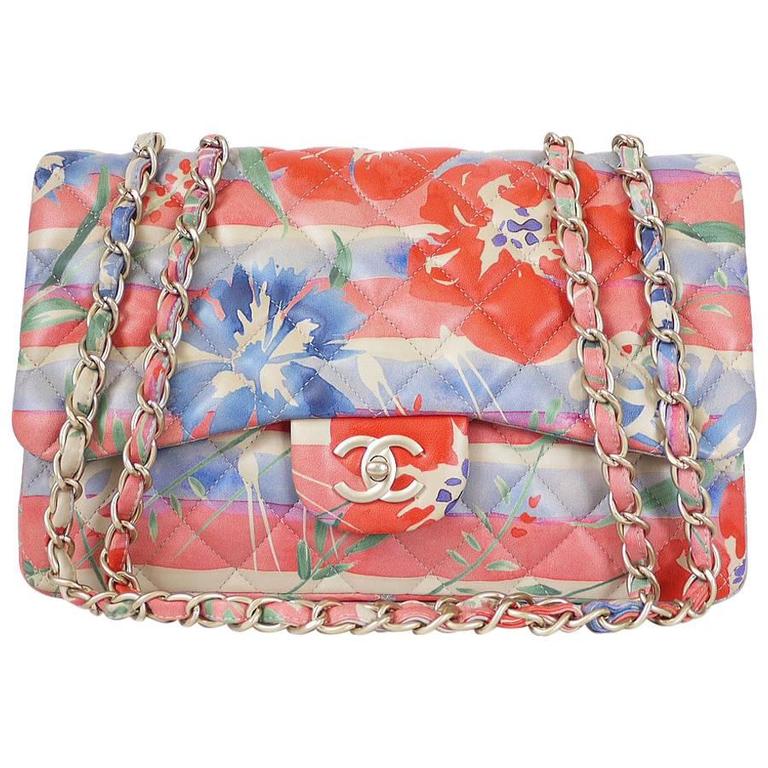 Chanel Floral Print Lambskin Jumbo Maxi Classic Flap Bag Rare For Sale ...