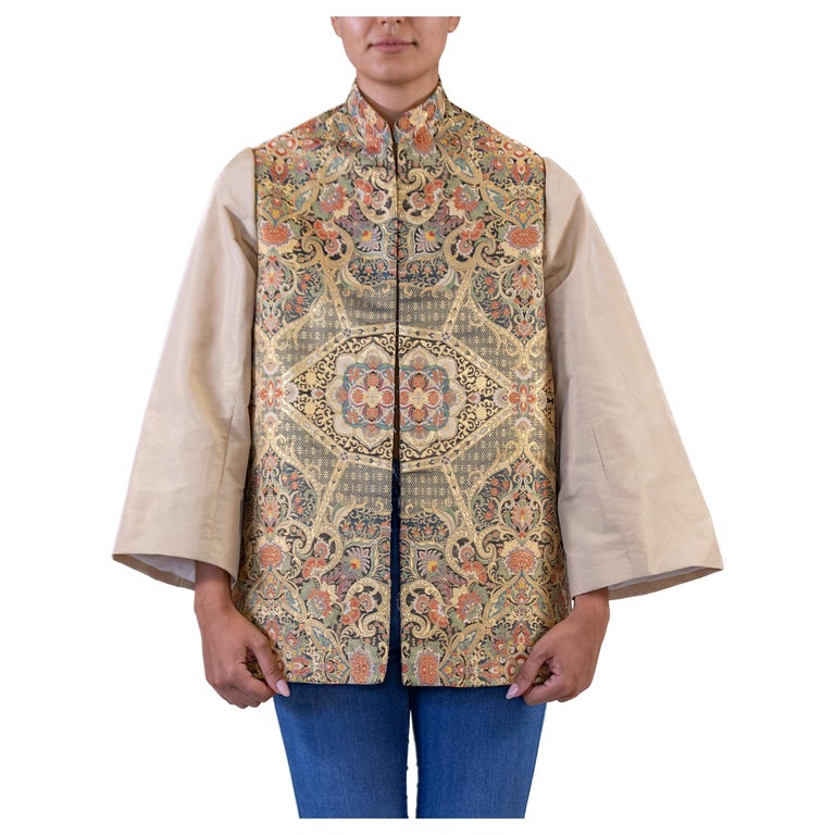 Morphew Collection Gold Metallic Silk Japanese Obi Brocade Jacket For ...