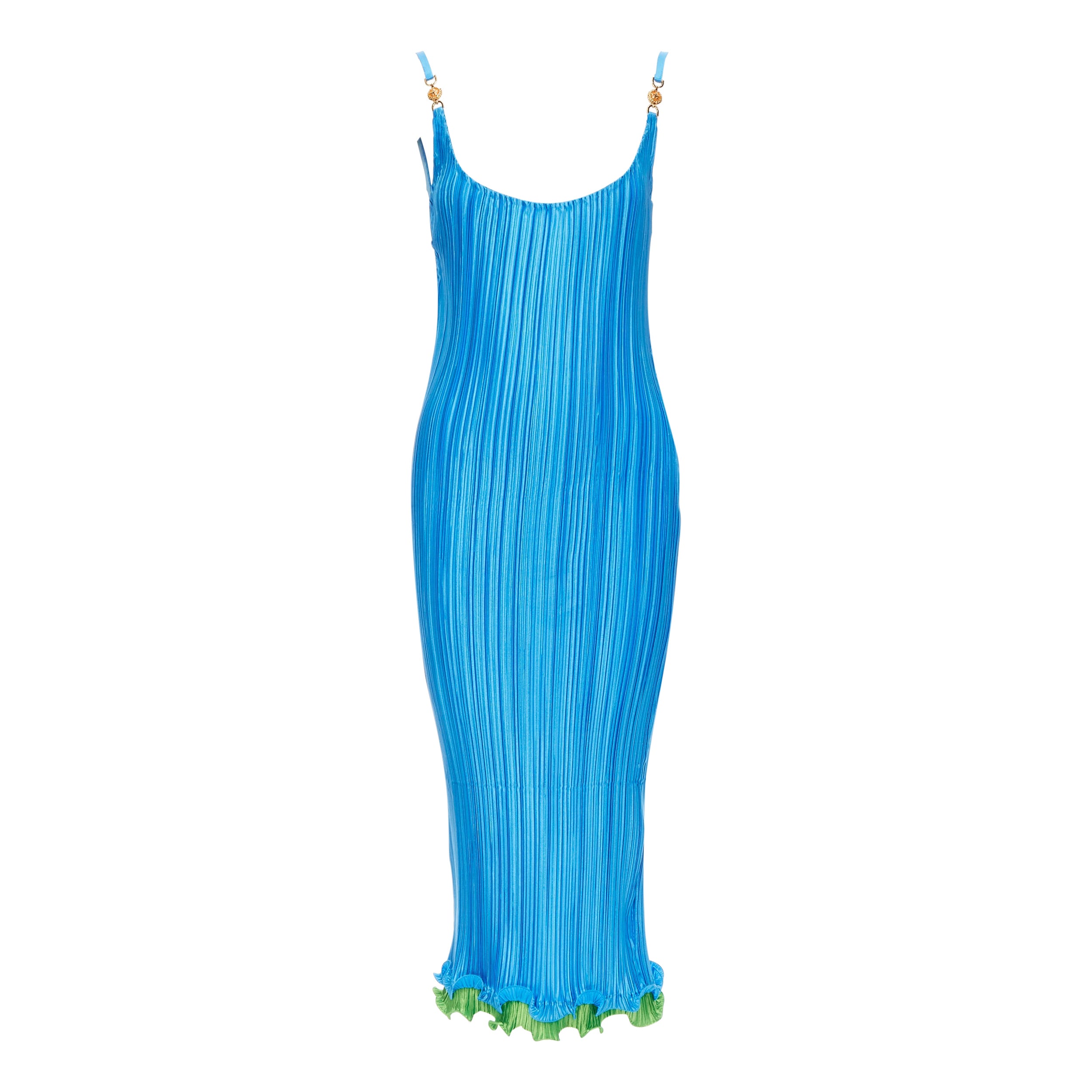 2000s Versace Silk Turquoise Gown at 1stDibs | versace turquoise dress