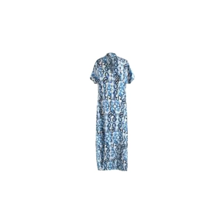Caftan Col Lavelliere Bleu Egee at 1stDibs