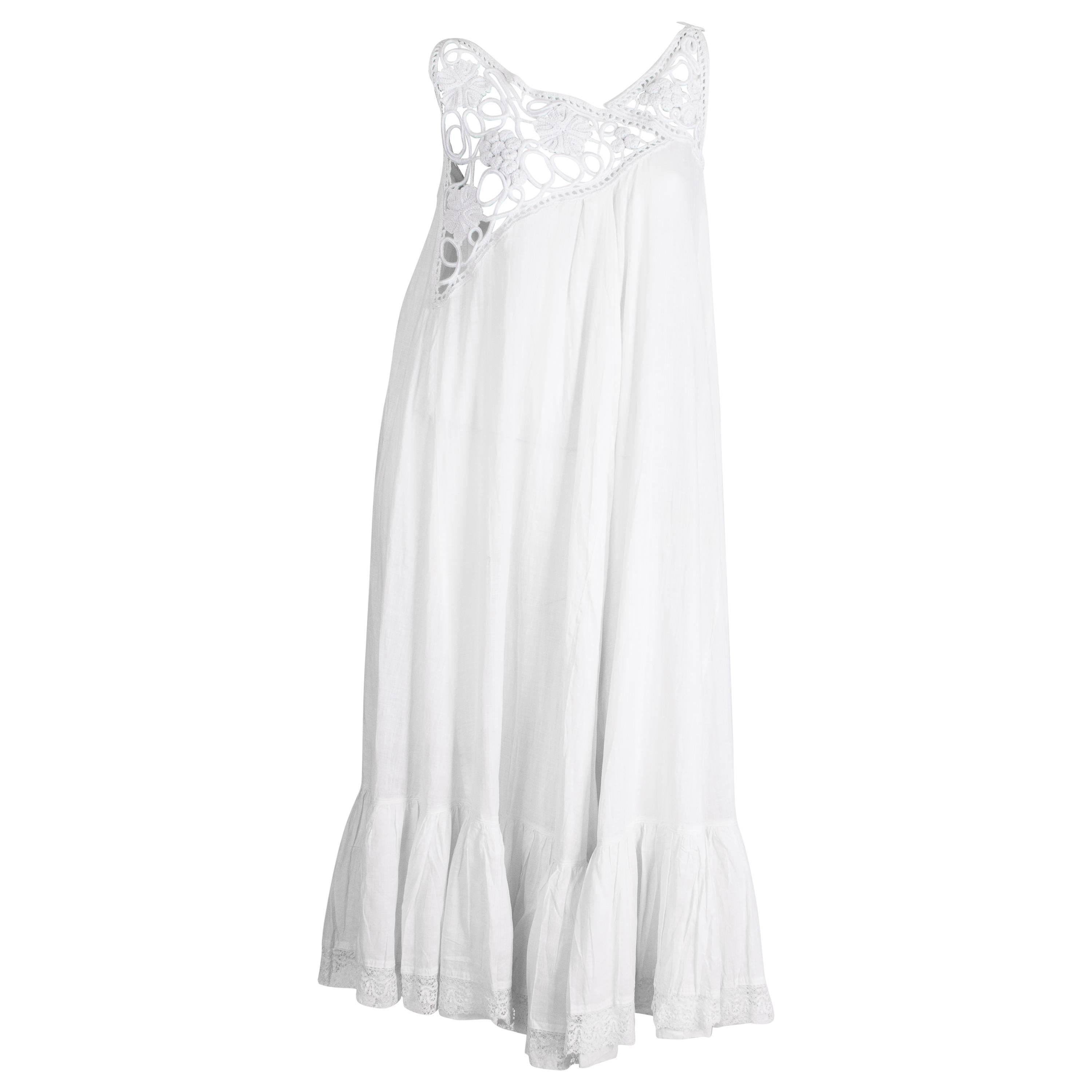 Edwardian White Cotton and Lace Dress at 1stDibs