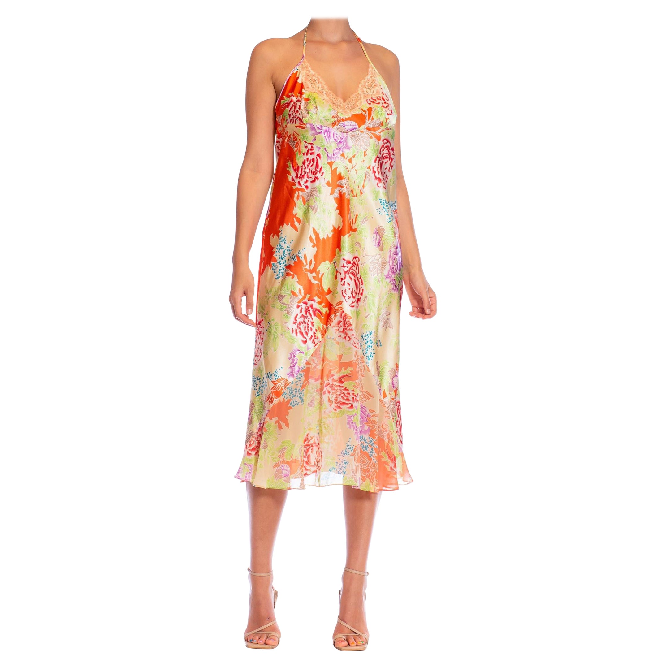 1990S Salmon Pink Bias Cut Polyester Charmeuse Slip Dress For Sale at ...