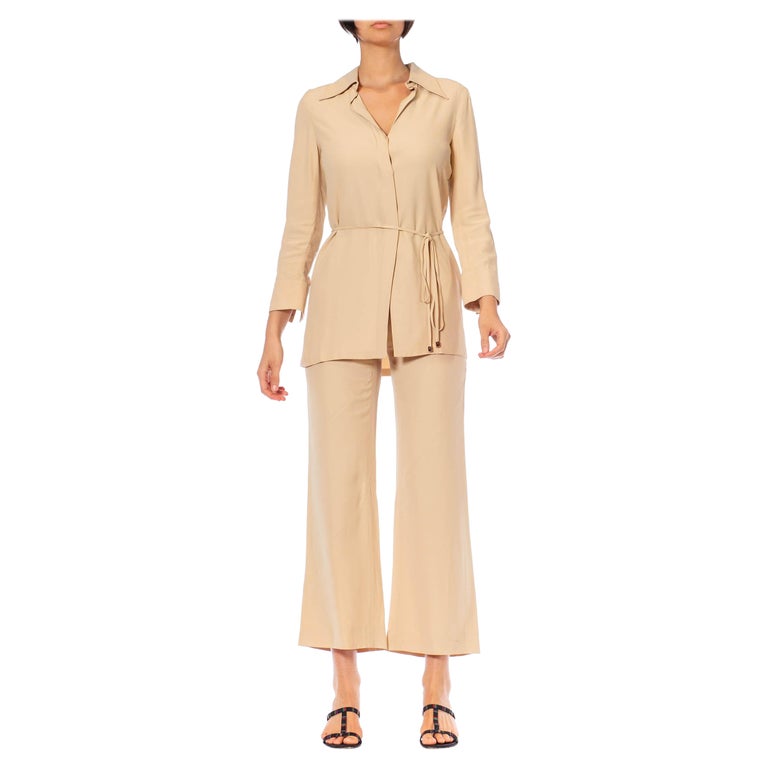 Morphew Vintage Gucci Beige Acetate and Rayon Crepe Back Satin Pant and ...