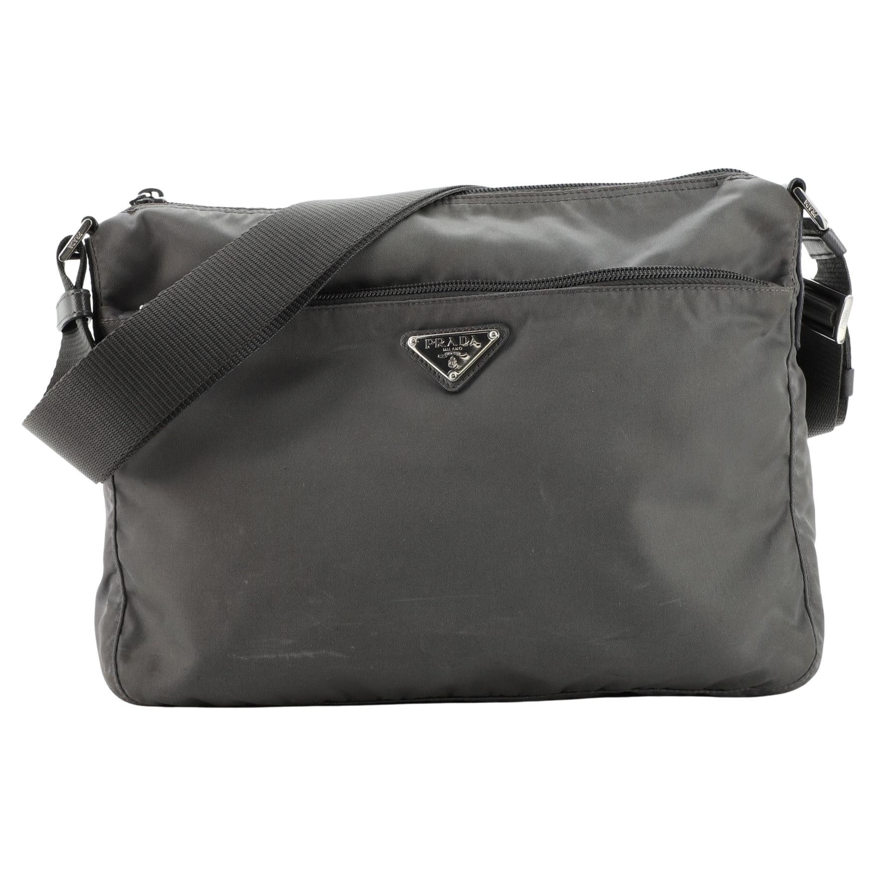 Prada Front Zip Messenger Bag Tessuto Medium at 1stDibs