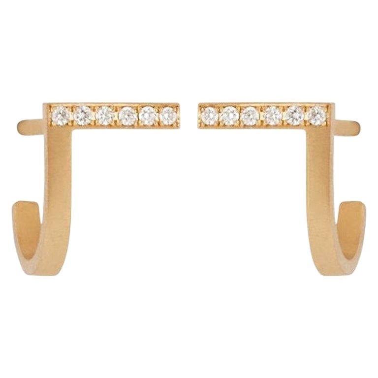 Diamant-Ohrringe aus 18 Karat Gelbgold Curve im Angebot bei 1stDibs