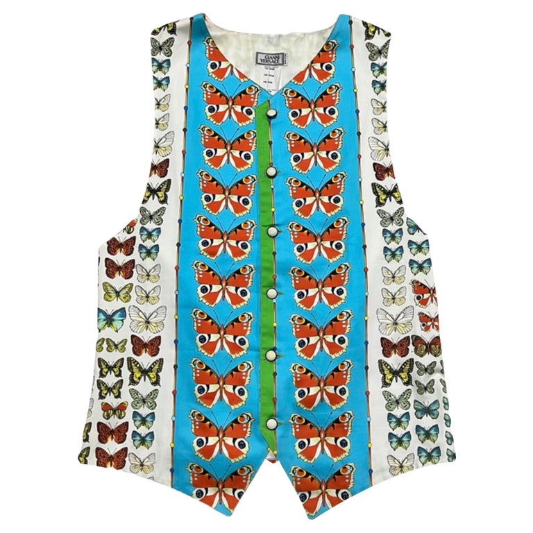 S/S 1995 Gianni Versace Iconic Butterfly Printed Vest For Sale at 1stDibs