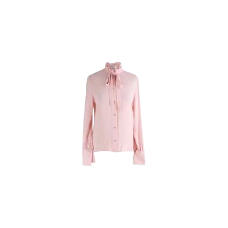 Pink silk crepe lavaliere blouse For Sale at 1stDibs
