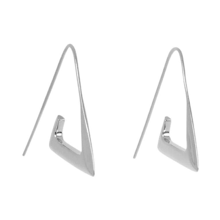 Modernist Triangle Hoop Earrings in Recycled Silver For Sale at 1stDibs