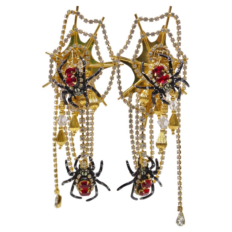 Lunch at the Ritz Spider Web Earrings For Sale at 1stDibs