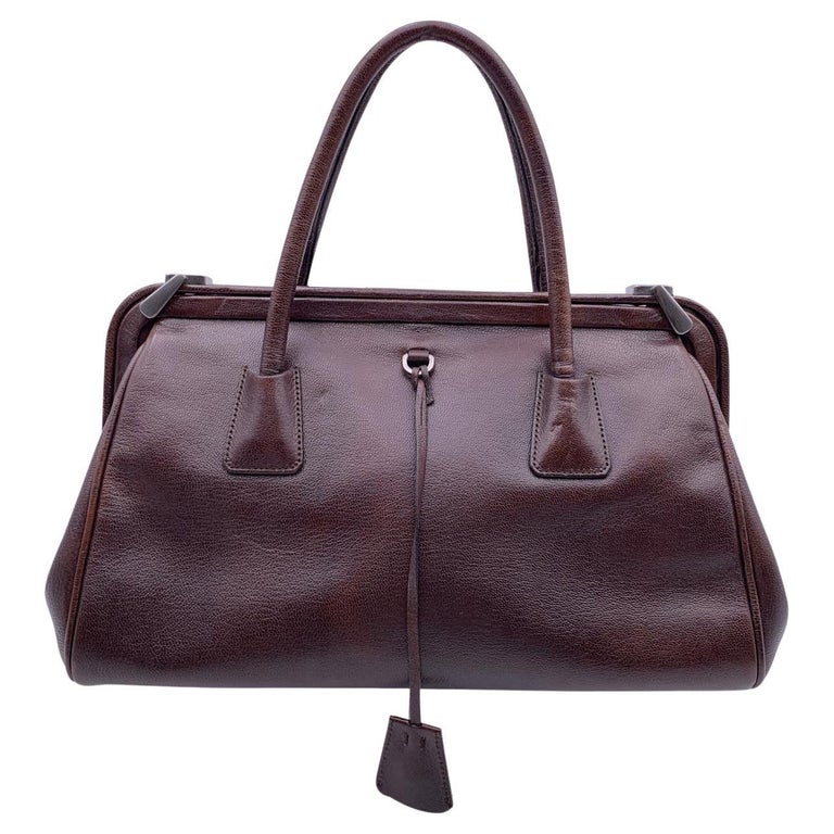 Prada Brown Leather Doctor Bag Satchel Bag Handbag For Sale at 1stDibs