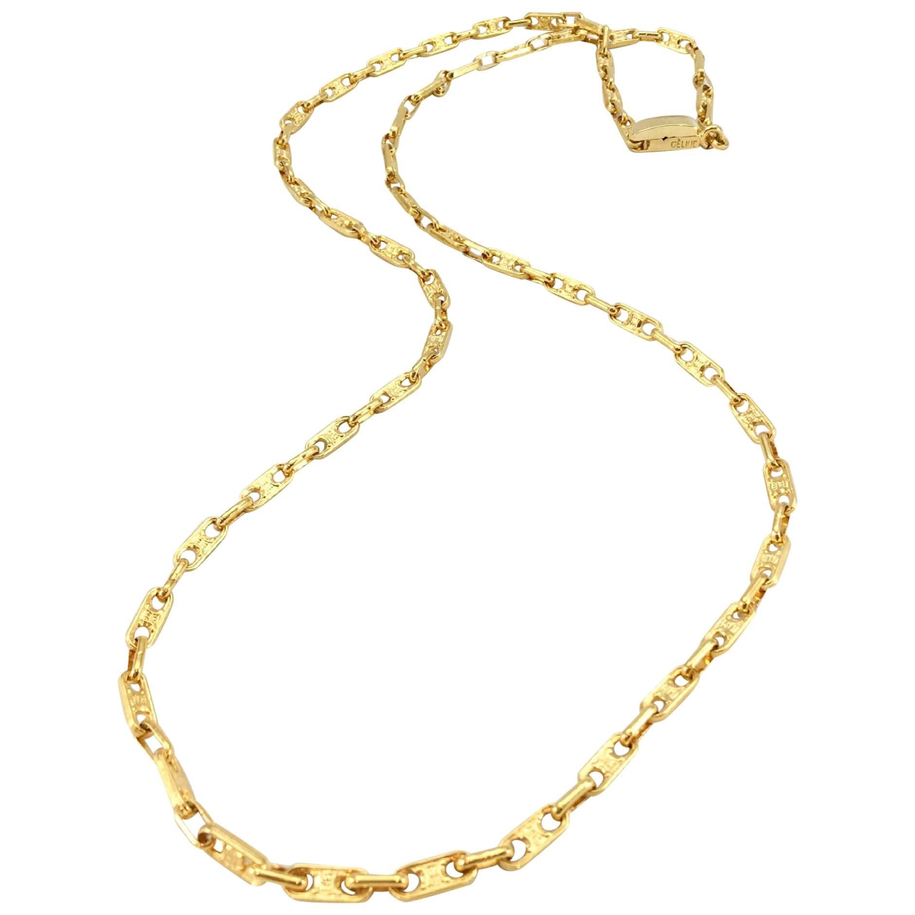Celine Gold-Tone Long Chain - 1990s at 1stDibs