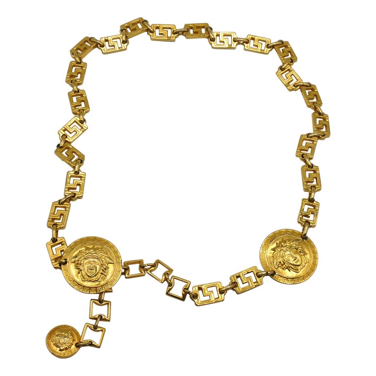 GIANNI VERSACE Vintage Iconic Medusa and Greek Chain Belt 1990s at 1stDibs