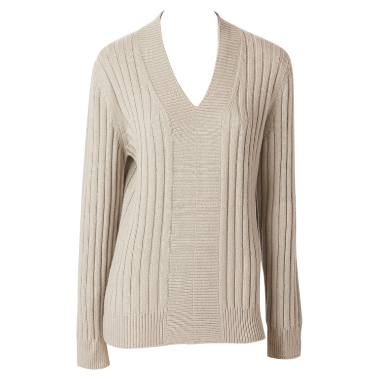 Hermès Cashmere Knit V Neck Sweater at 1stDibs