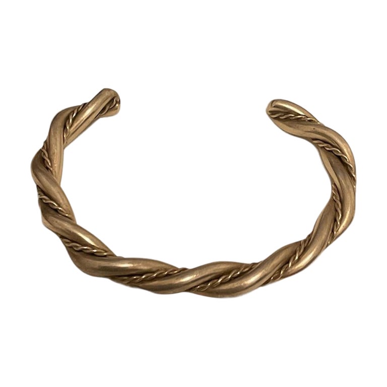 Attractive Vintage Solid Sterling Silver Rope Cuff Bracelet For Sale at ...