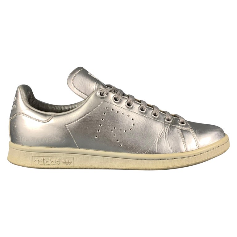 RAF SIMONS x ADIDAS Size 10 Silver Leather Sneakers For Sale at 1stDibs