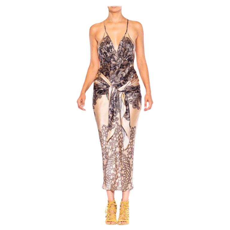 MORPHEW COLLECTION Cream and Black Silk Sagittarius One Scarf Dress ...