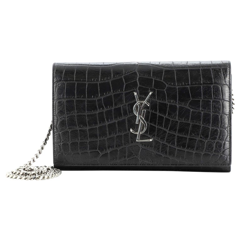 Saint Laurent Classic Monogram Wallet on Chain Crocodile Embossed ...